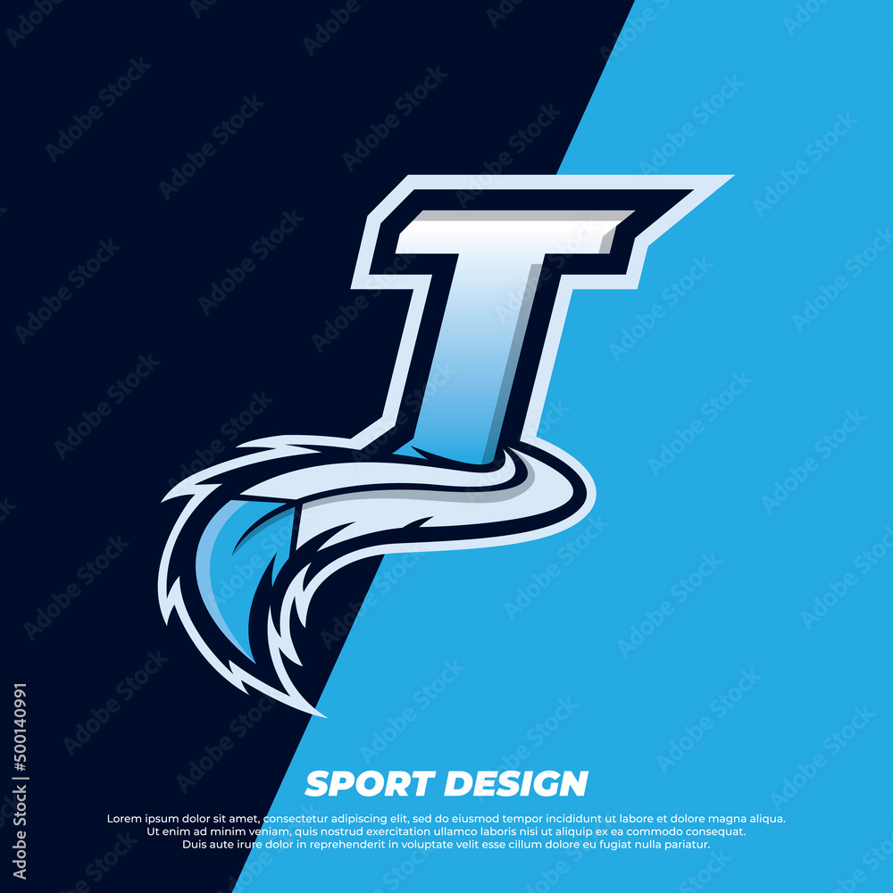 Letter T esport design template with indian fur style, gamer and sport ...