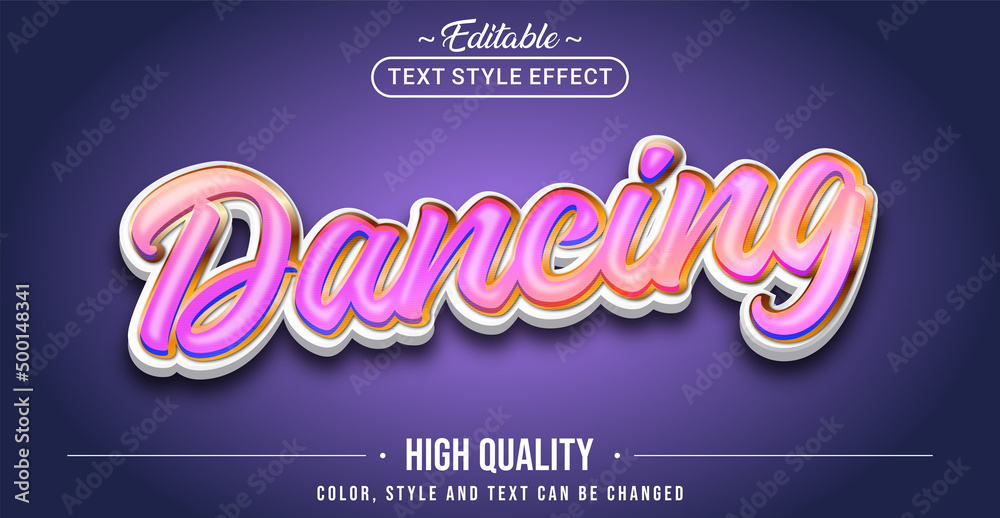 Editable text style effect - Dancing text style theme. Stock Vector ...