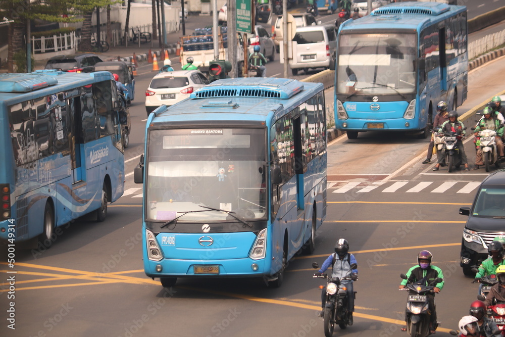 February 10, 2020, Jakarta, Indonesia: TransJakarta (stylised as ...