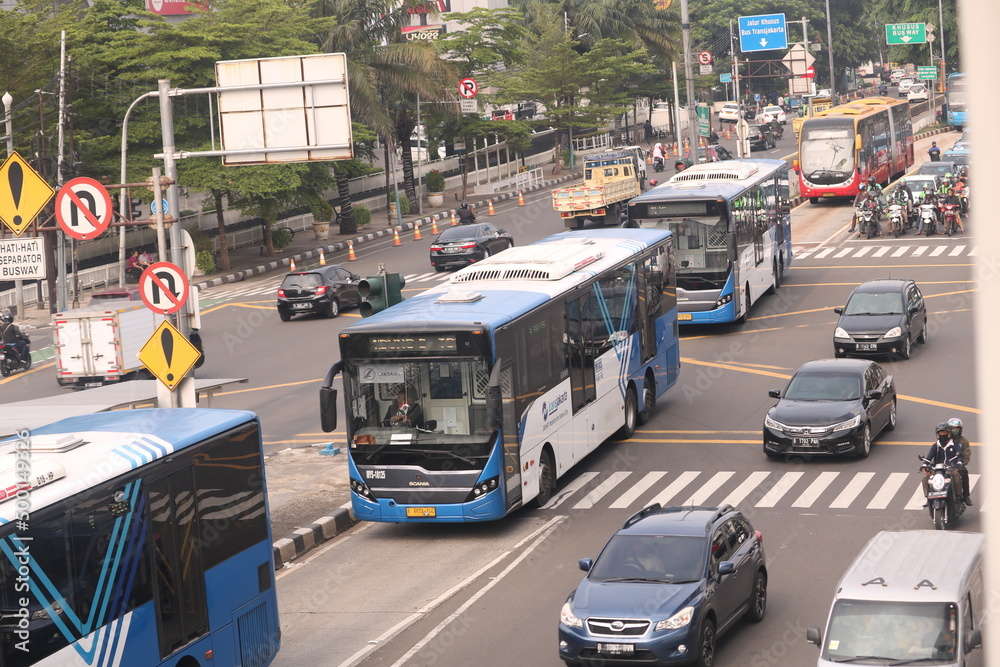 February 10, 2020, Jakarta, Indonesia: TransJakarta (stylised as ...