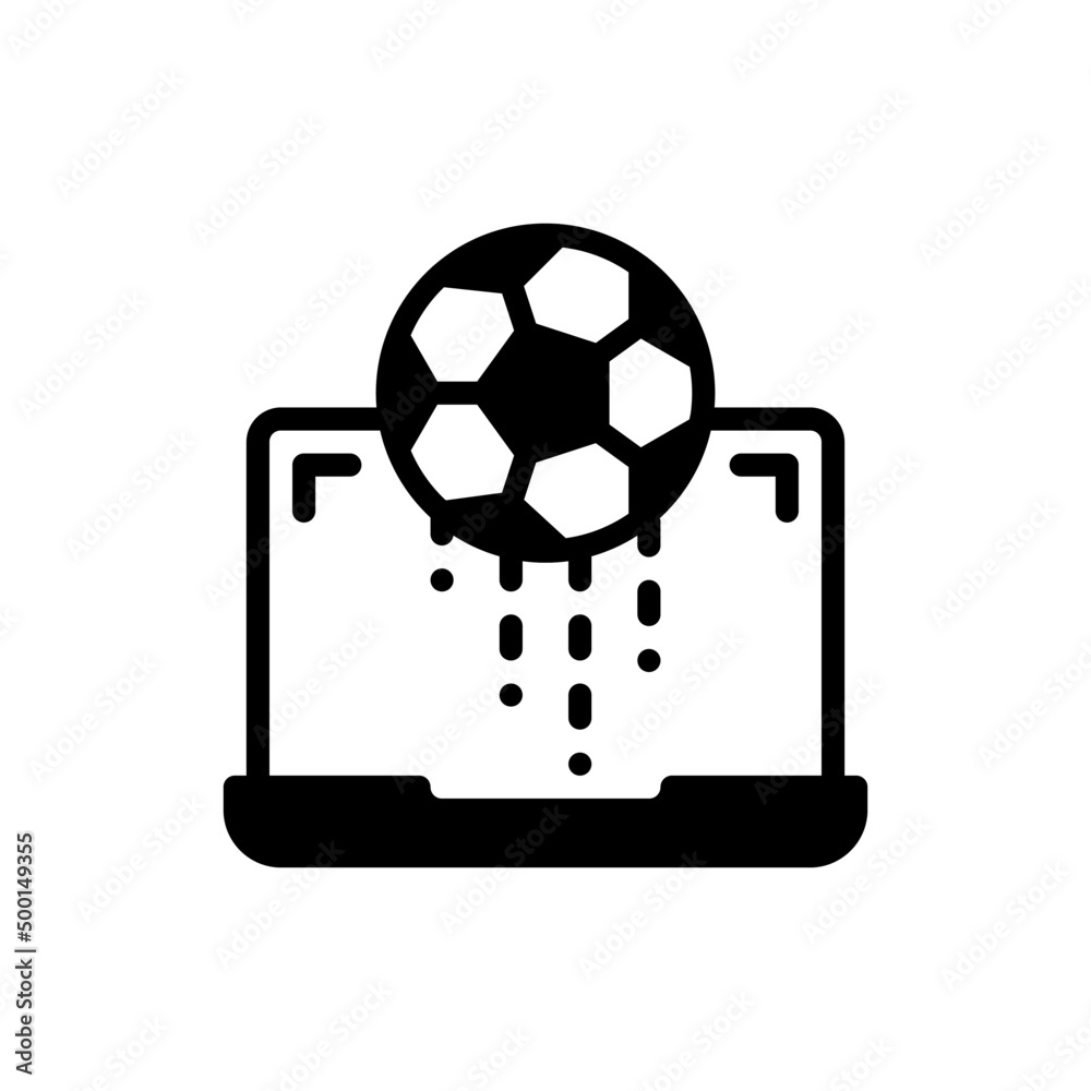 Laptop screen with online football live streaming, video player ...