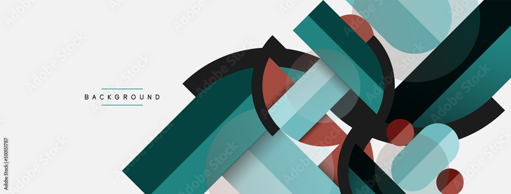 Geometric shapes composition abstract background. Circles lines and ...