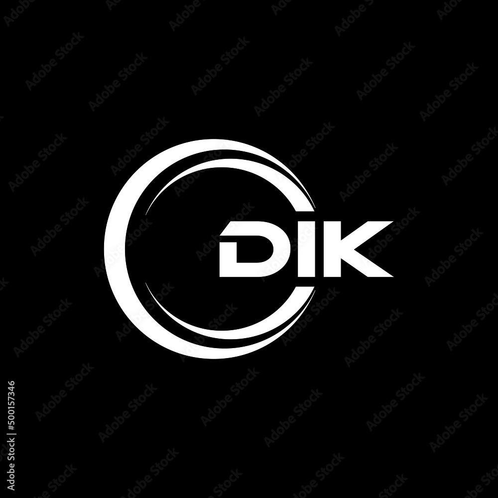 DIK letter logo design with black background in illustrator, vector ...