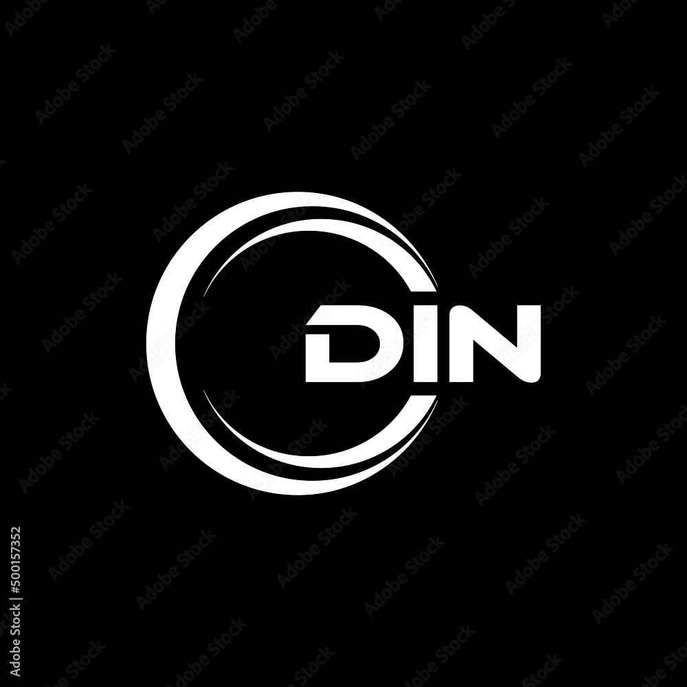DIN letter logo design with black background in illustrator, vector ...