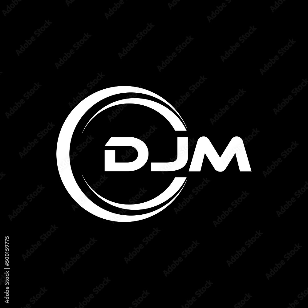 Vecteur Stock DJM letter logo design with black background in ...