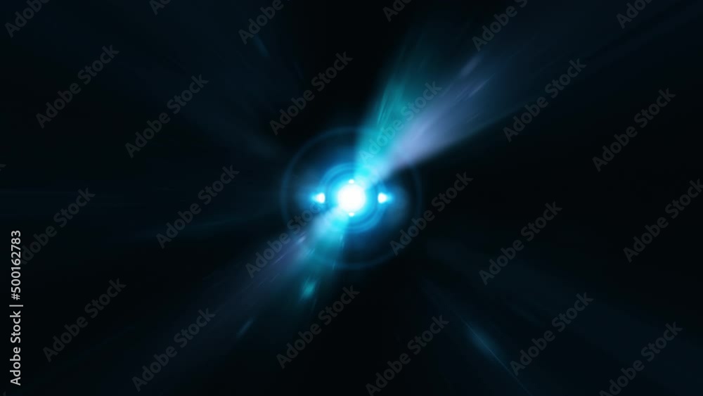 Abstract Blue Center Optical Flare Light Background with streak beam ...