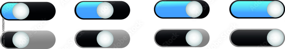 On and Off toggle switch buttons. Switch toggle buttons ON OFF ...