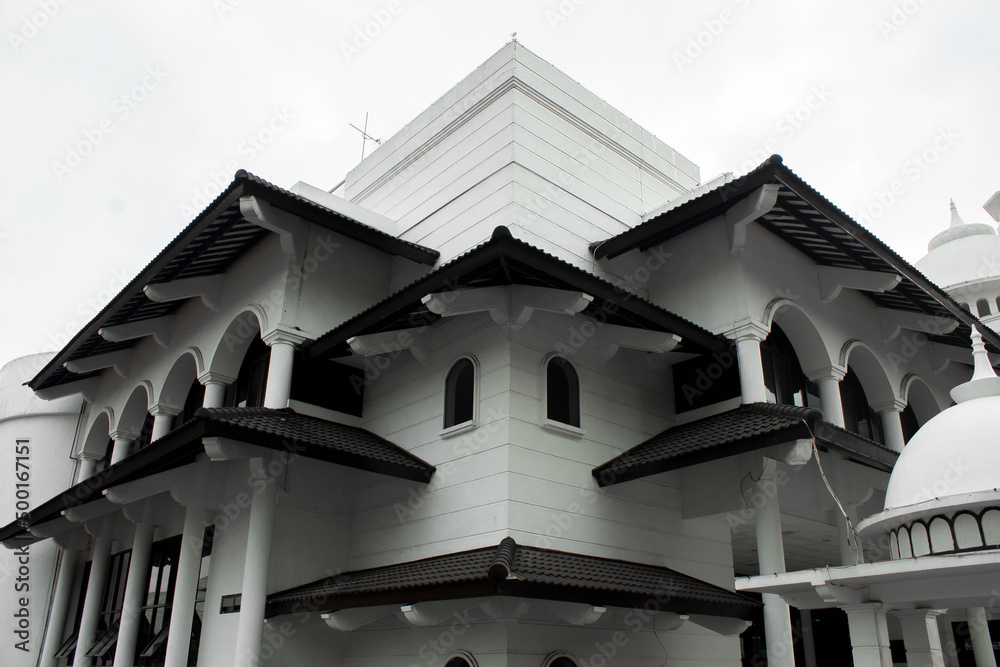The architecture of the mosque from the side and the roof of the mosque ...