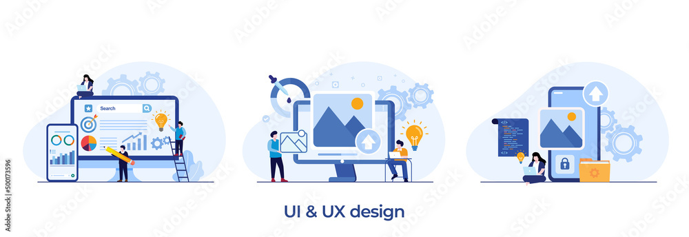 Web design, ui ux and programmer with computer, software development ...