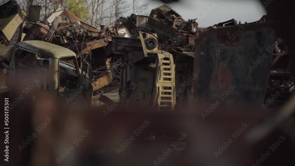 Abandoned rusty radioactive equipment of the soviet union. Cemetery of ...