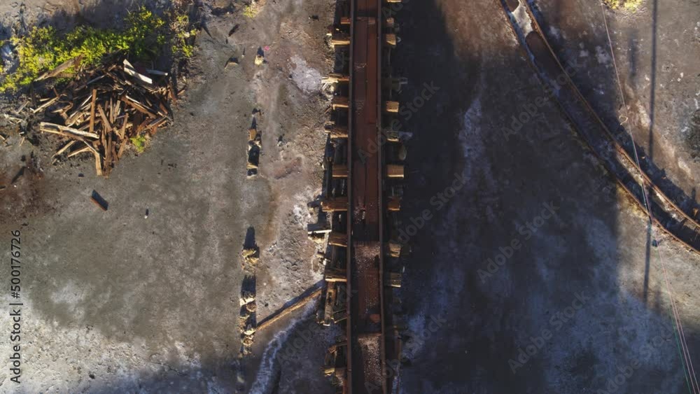 Video „Railroad for the transport of salt, top view. Extraction of ...
