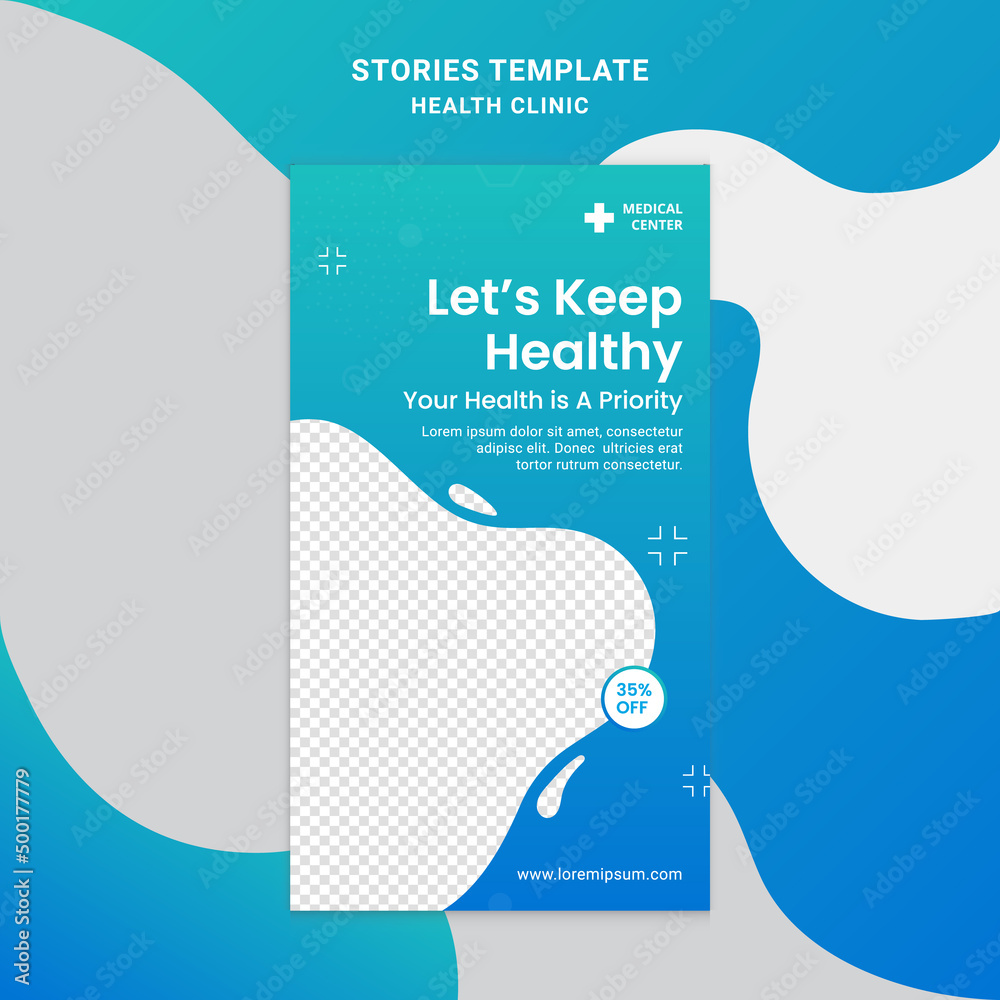 Health clinic Social media story frame set background template with ...