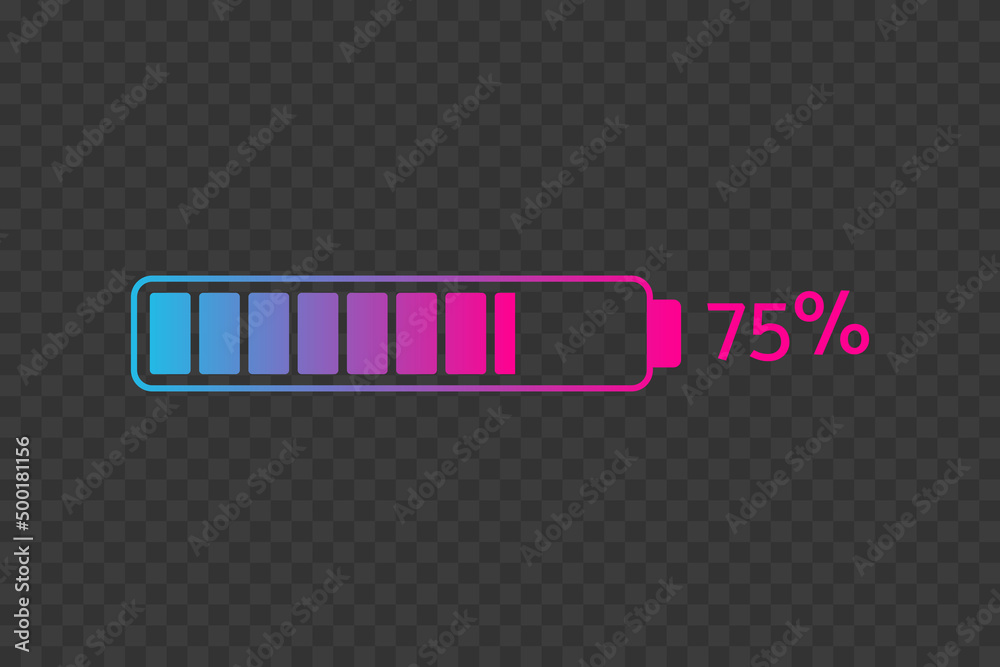 75 percent chart. Vector percentage infographics on transparent ...