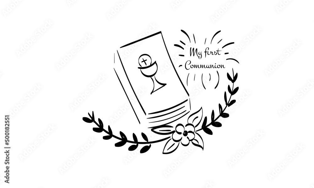 Sketch of First Holy Communion element. Hand Drawn Religious element ...