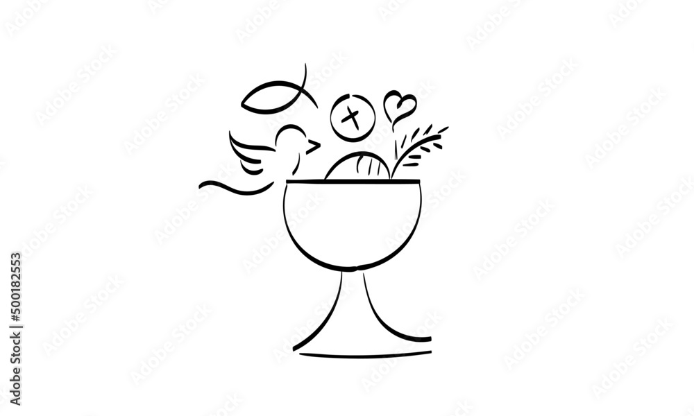 Sketch of First Holy Communion element. Hand Drawn Religious element ...