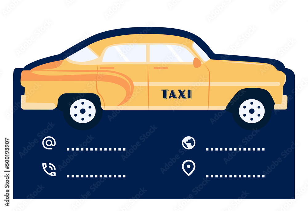 Business card template Homepage concept. Vector illustration for taxi ...