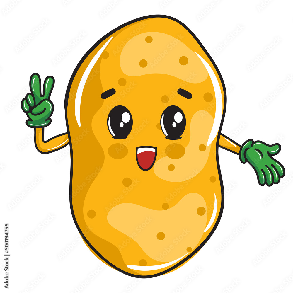 Vetor de Cute cartoon design of a happy potato, vegetables for kids do ...