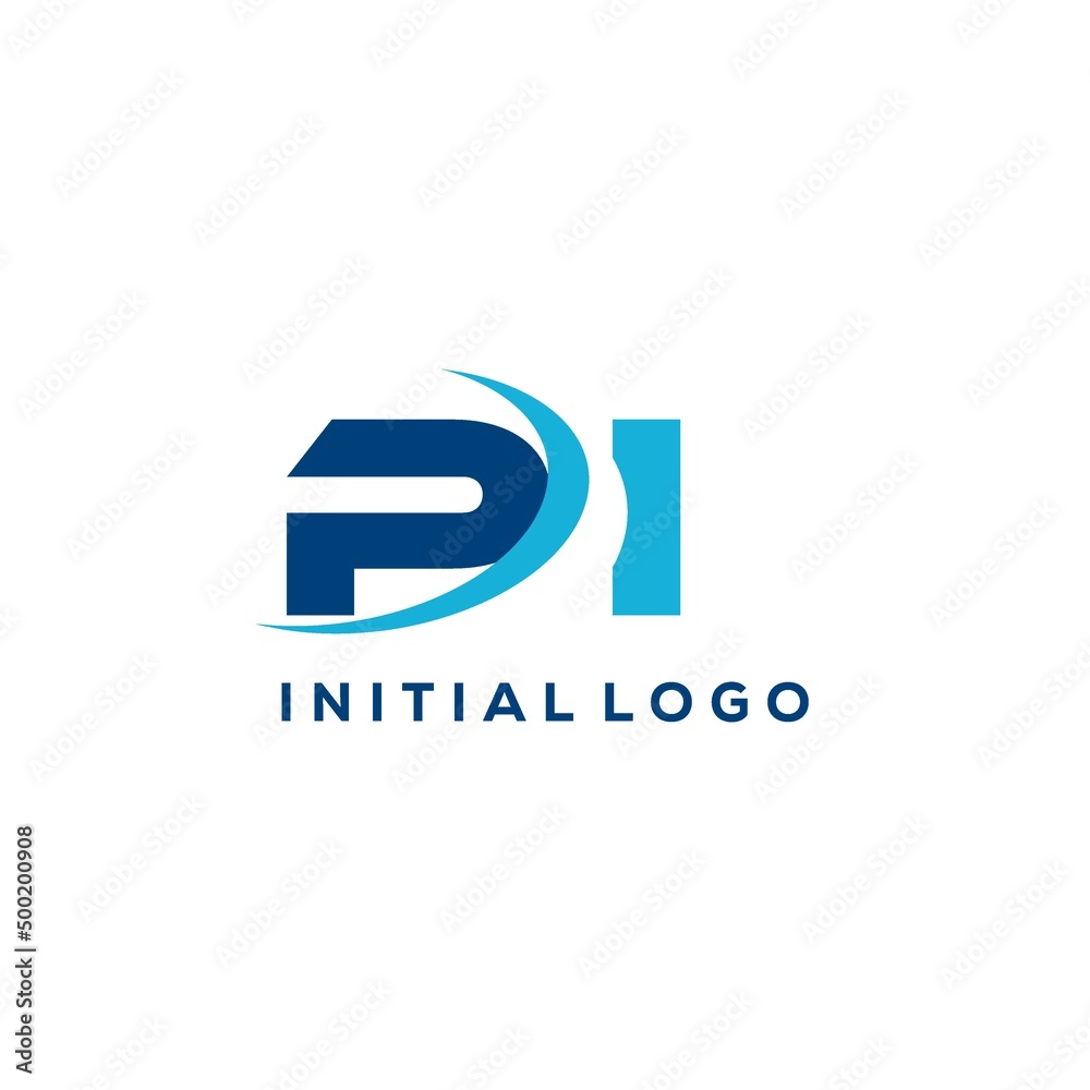 Letter PI logo combined with swoosh curved line Stock Vector | Adobe Stock