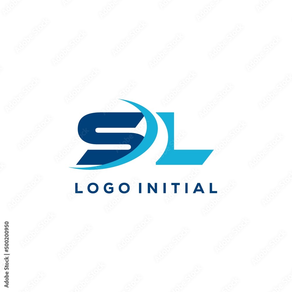 Letter SL logo combined with swoosh curved line Stock Vector | Adobe Stock