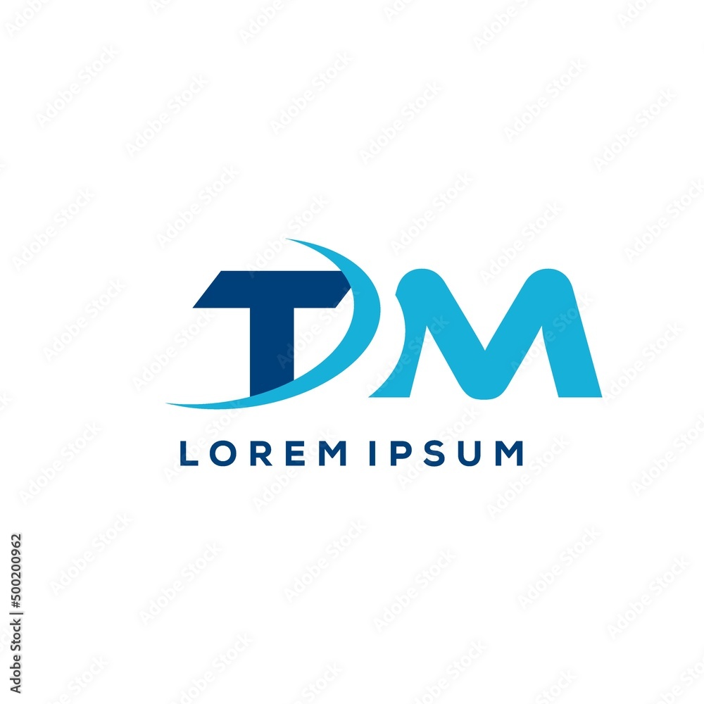 Letter TM logo combined with swoosh curved line Stock Vector | Adobe Stock