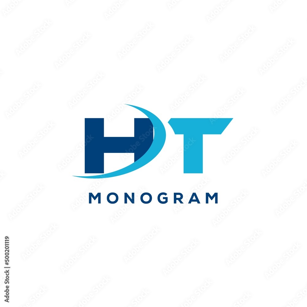 Letter HT logo combined with swoosh curved line Stock Vector | Adobe Stock