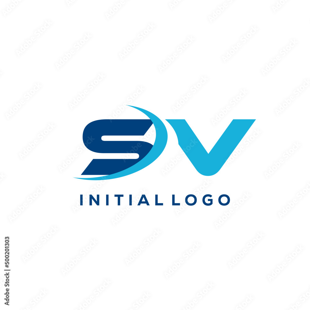 Letter SV logo combined with swoosh curved line Stock Vector | Adobe Stock