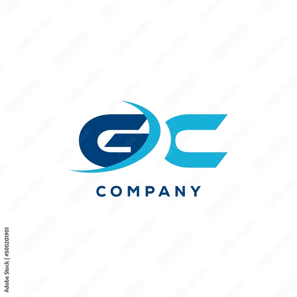 Letter GC logo combined with swoosh curved line Stock Vector | Adobe Stock