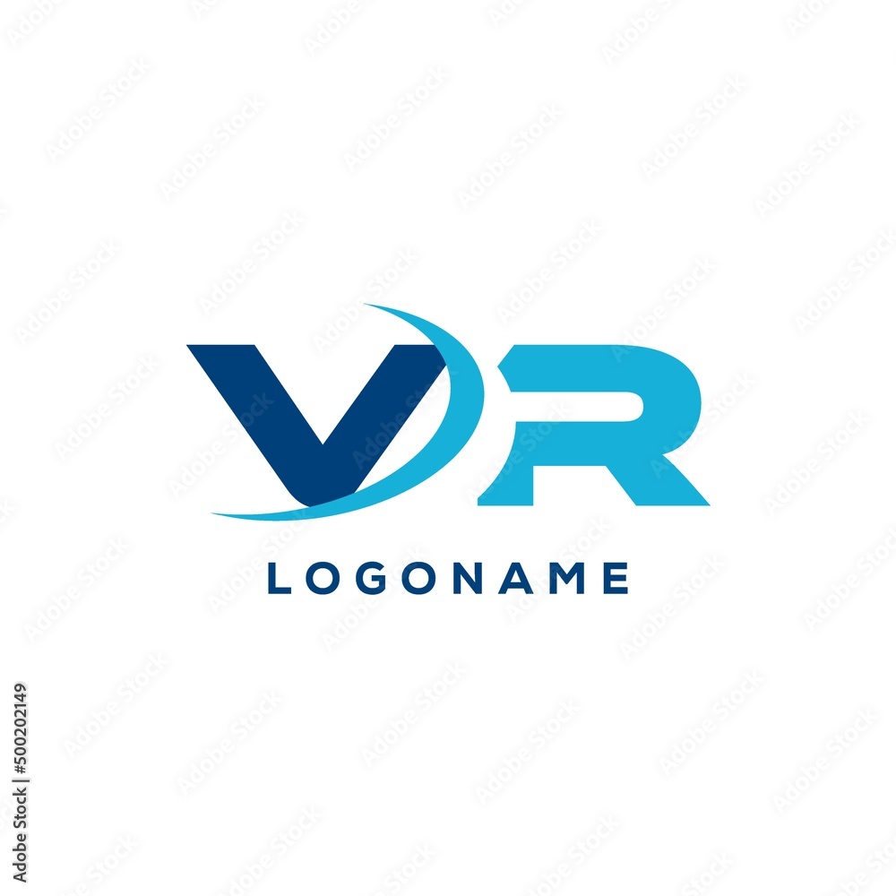Letter VR logo combined with swoosh curved line Stock Vector | Adobe Stock