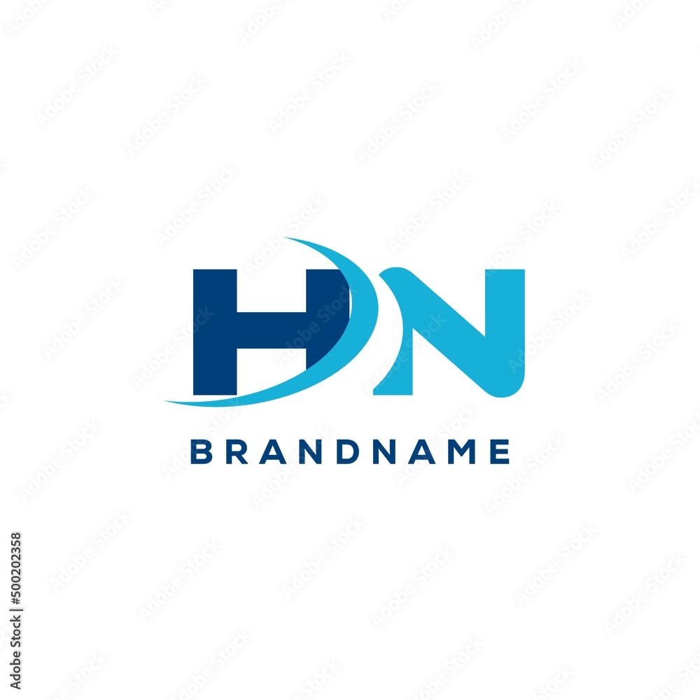 Letter HN logo combined with swoosh curved line Stock Vector | Adobe Stock