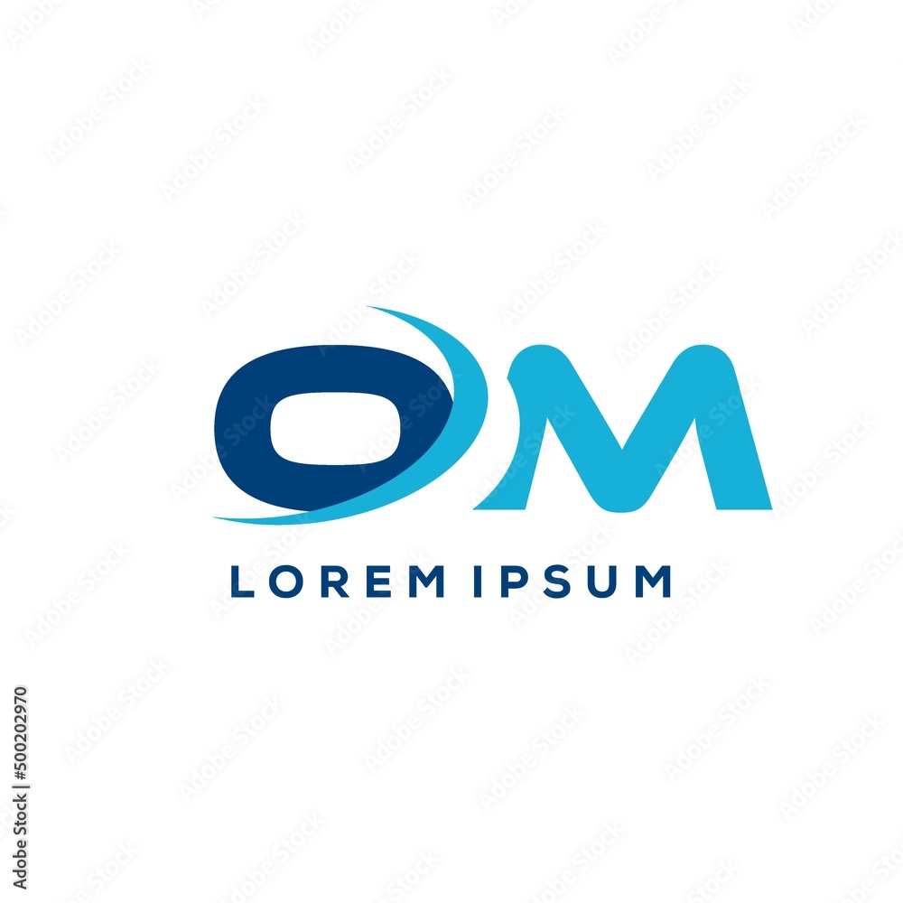 Letter OM logo combined with swoosh curved line Stock Vector | Adobe Stock