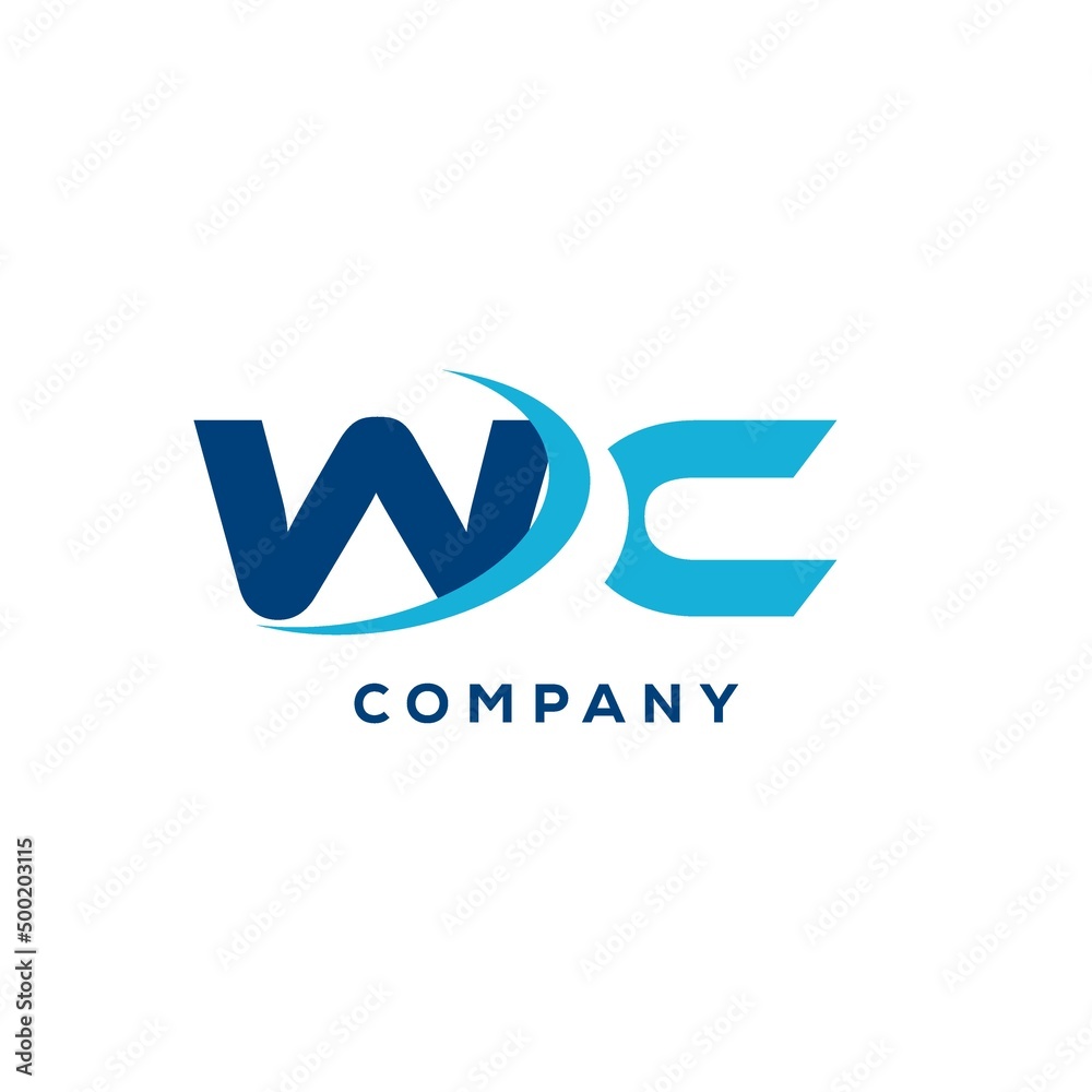 Letter WC logo combined with swoosh curved line Stock Vector | Adobe Stock