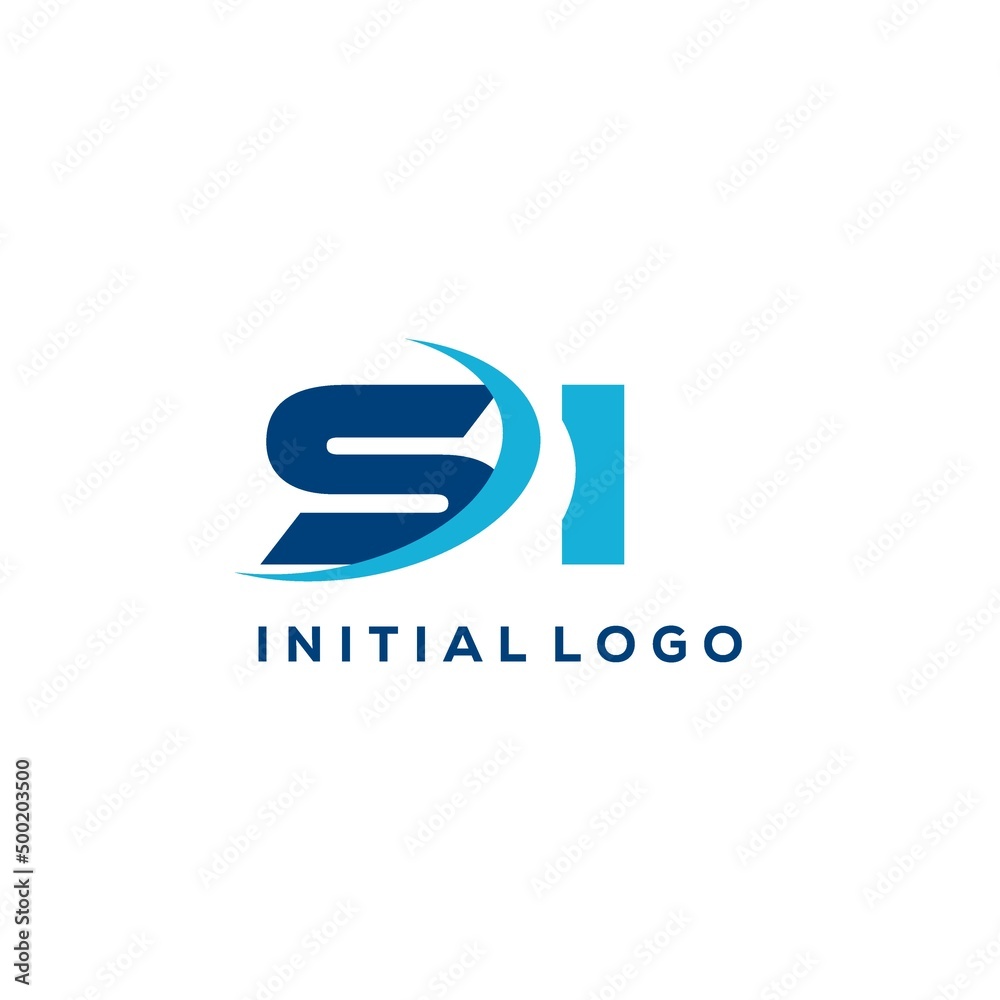 Letter SI logo combined with swoosh curved line Stock Vector | Adobe Stock