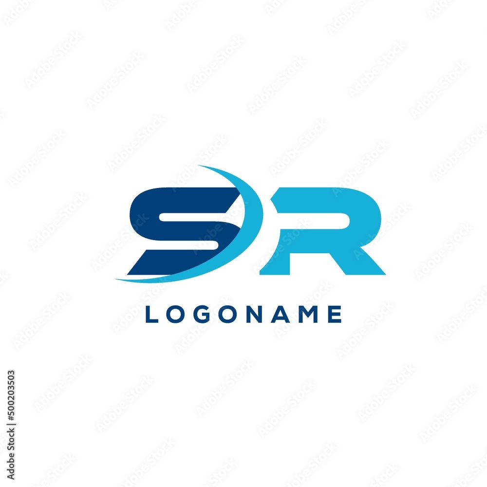 Letter SR logo combined with swoosh curved line Stock Vector | Adobe Stock