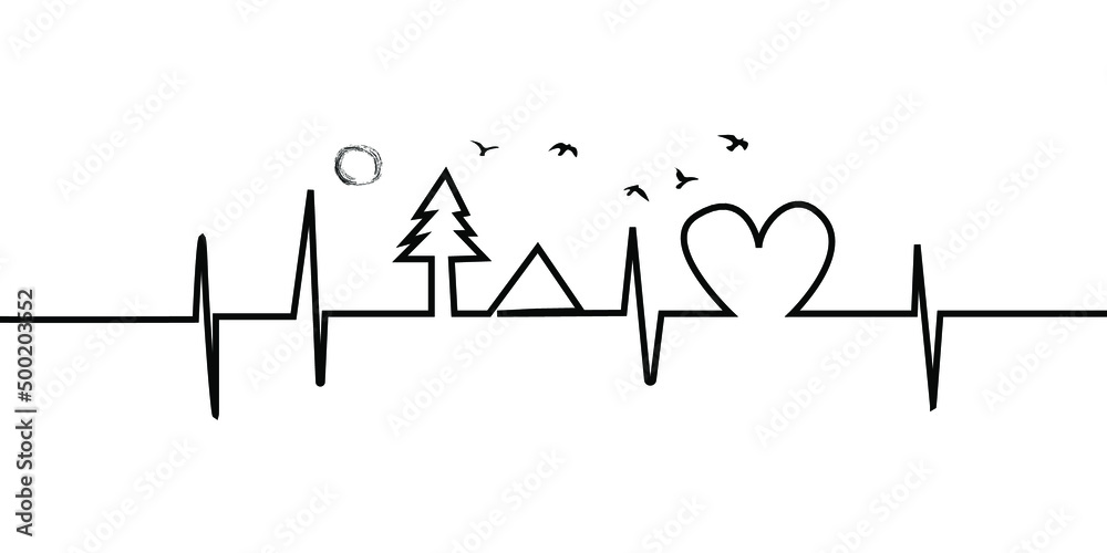 Camping and adventure in the forest in nature concept design. drawing ...