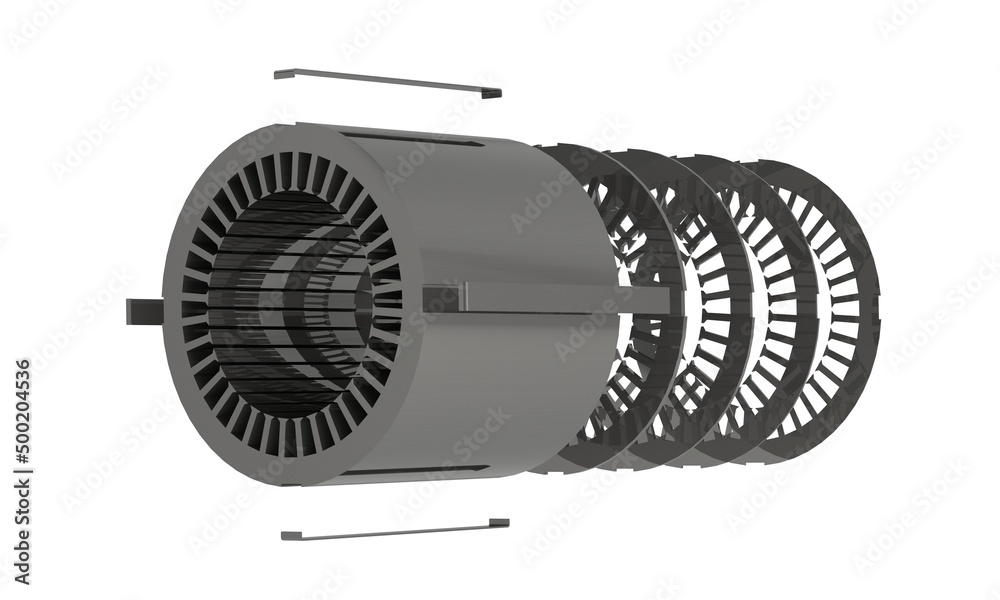 Sheet stack for electric motor stator, wound stator sheet package ...