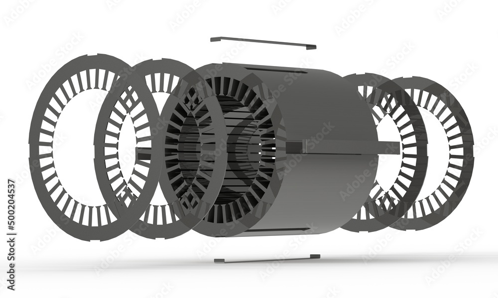 Sheet metal package for electric motor stator, wound stator sheet ...