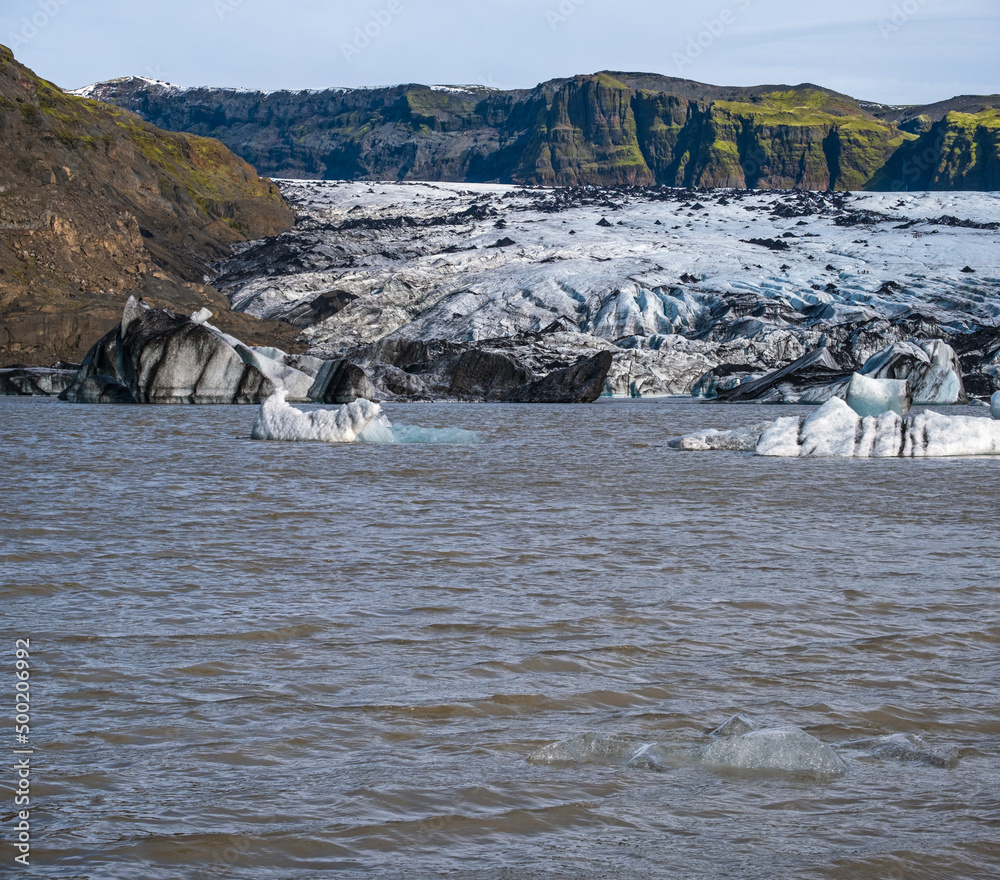 Skaftafellsjokull glacier, Iceland. Glacier tongue slides from the ...