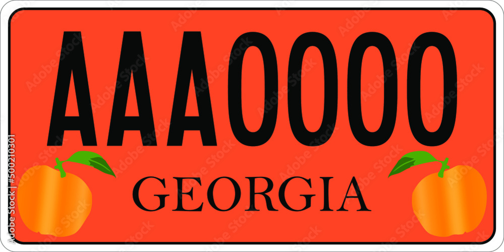 Vehicle licence plates marking in Georgia in United States of America ...
