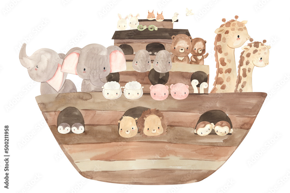 Photo Watercolor Noah's Ark. Illustration for kids, Olga Listopad ...