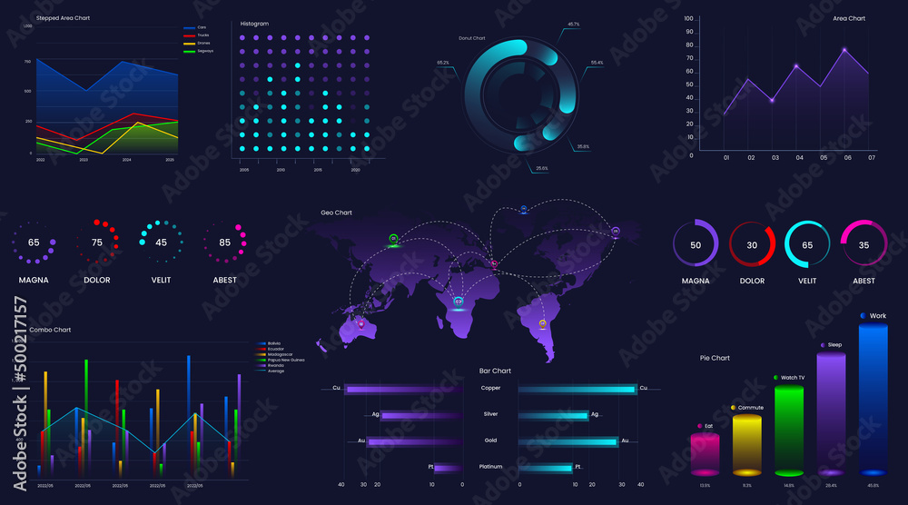 Ultimate infographic chart elements set with colorful chart design ...