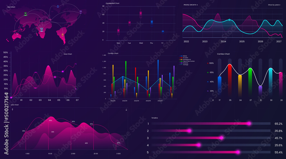 Ultimate infographic chart elements set with colorful chart design ...