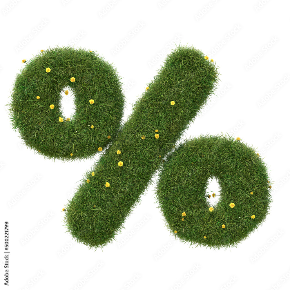Realistic grass percent sign isolated on white background. Collection ...