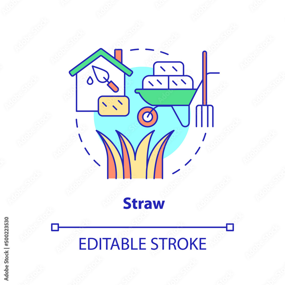 Straw concept icon. Alternative building resource abstract idea thin ...