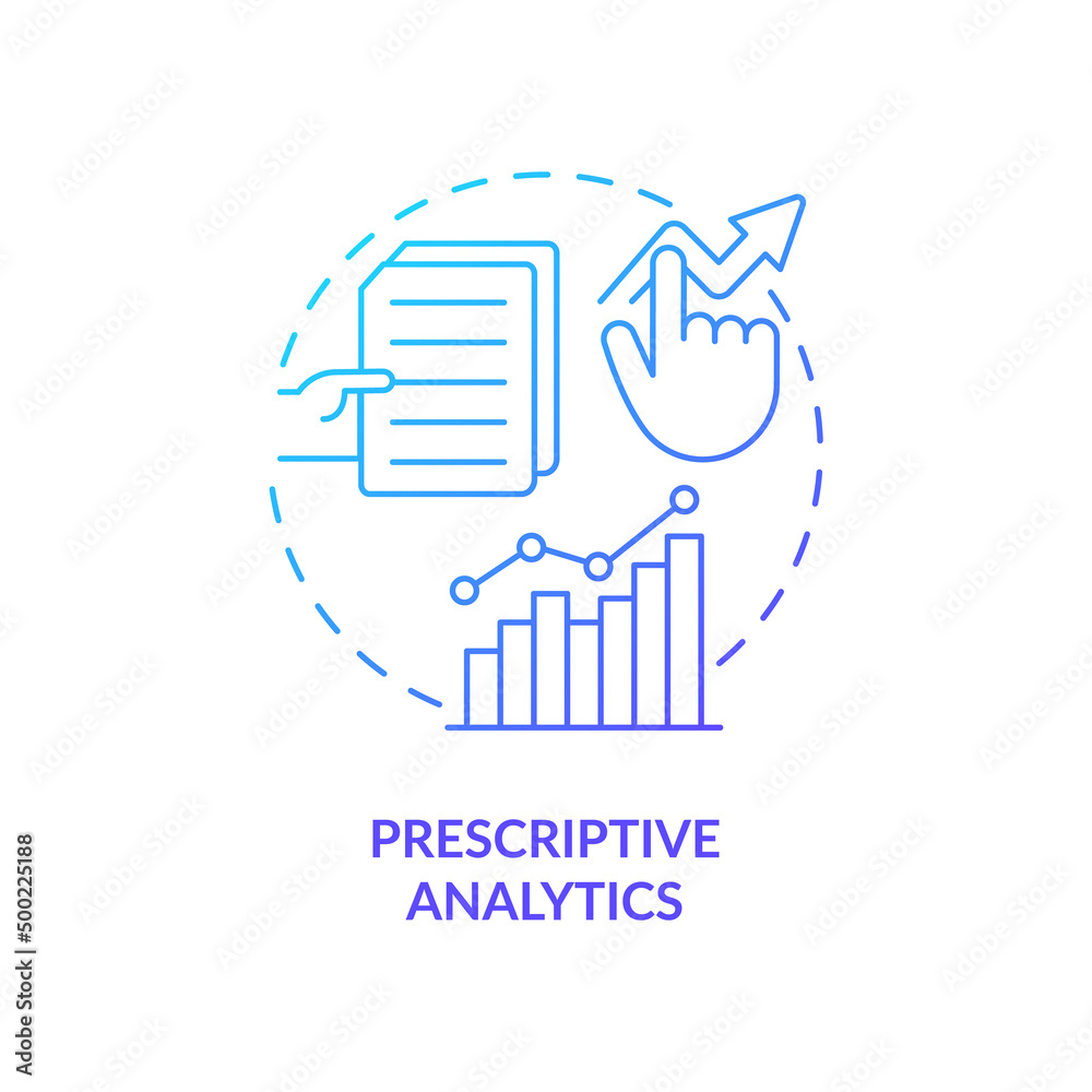 Prescriptive analytics blue gradient concept icon. Business data ...