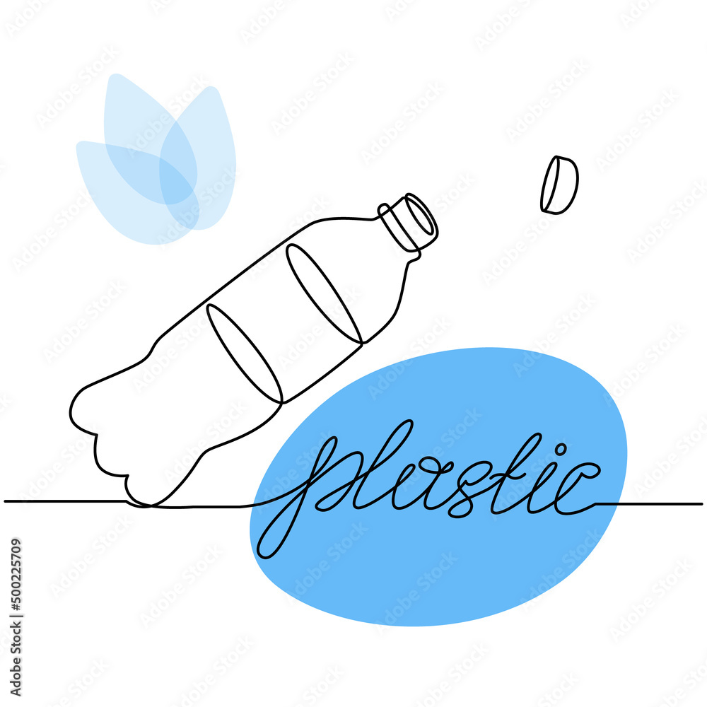 Concept of Recycle plastic. One continuous line drawing of minimalist ...