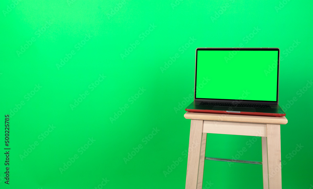Laptop Template. Green screen, chroma key background. Stock Photo ...