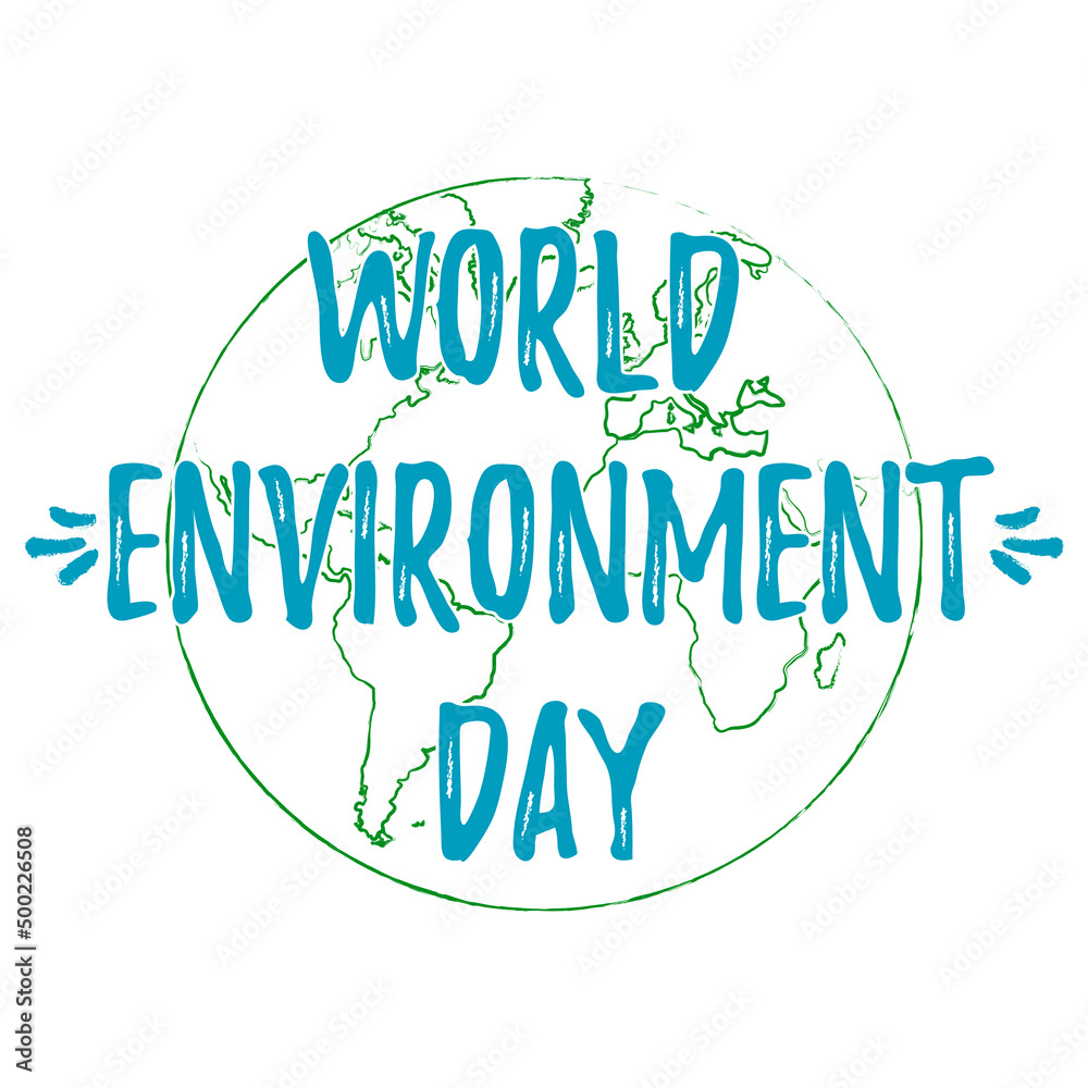 World Environment Day sign concept. Planet Earth silhouette with text ...