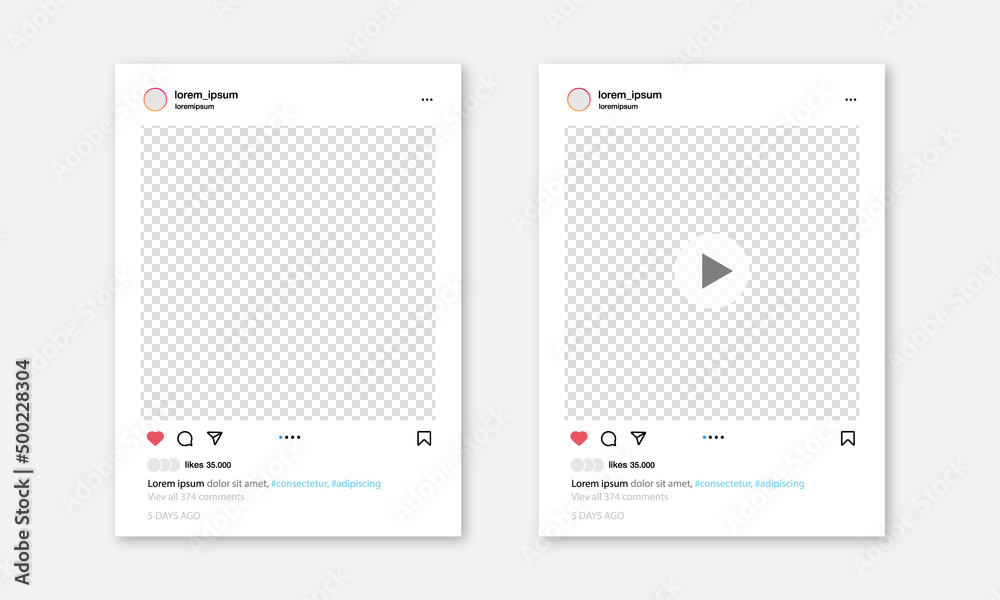 Mockup instagram screen. Photo frame with blank frame for your design ...