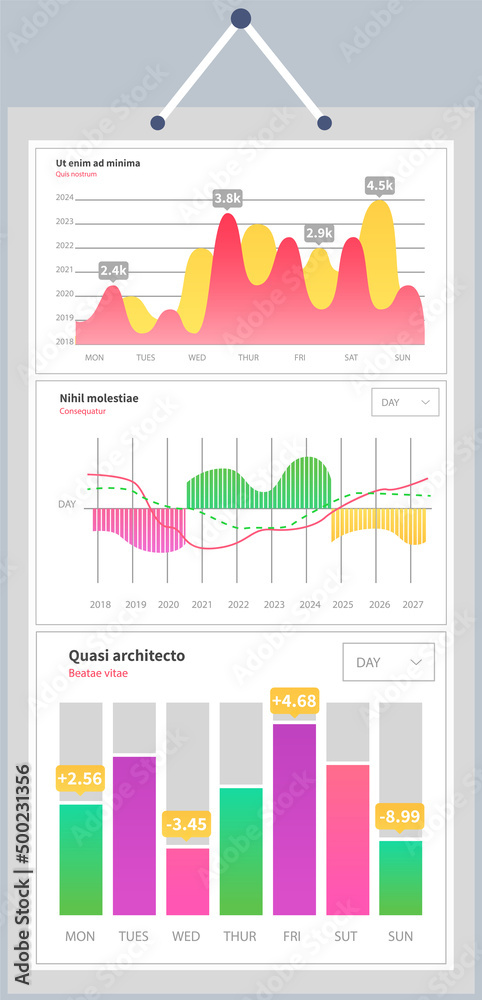 Infographic chart vector template. Annual statistics curve graph design ...