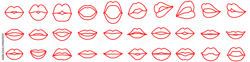 Lips vector icon set. kiss illustration sign collection. woman symbol ...